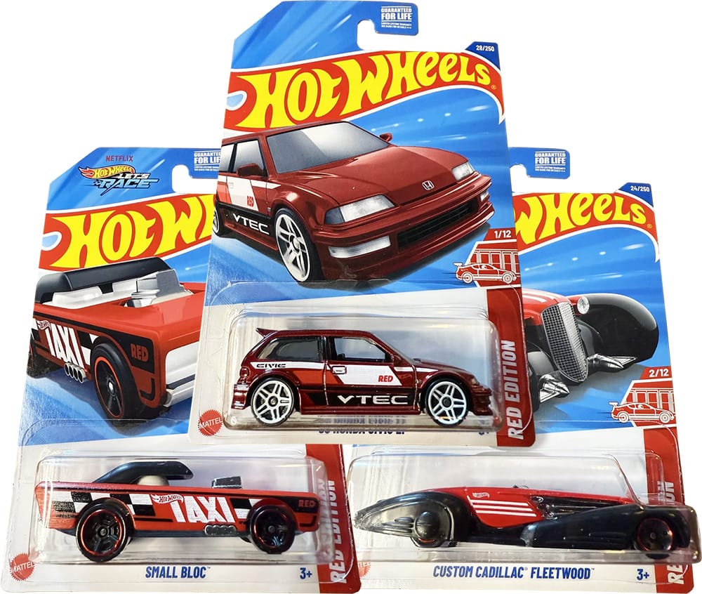 2025 Hot Wheels Red Edition 1, 2, 3