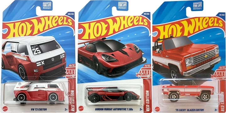 2025 Hot Wheels Red Edition 10, 11, 12